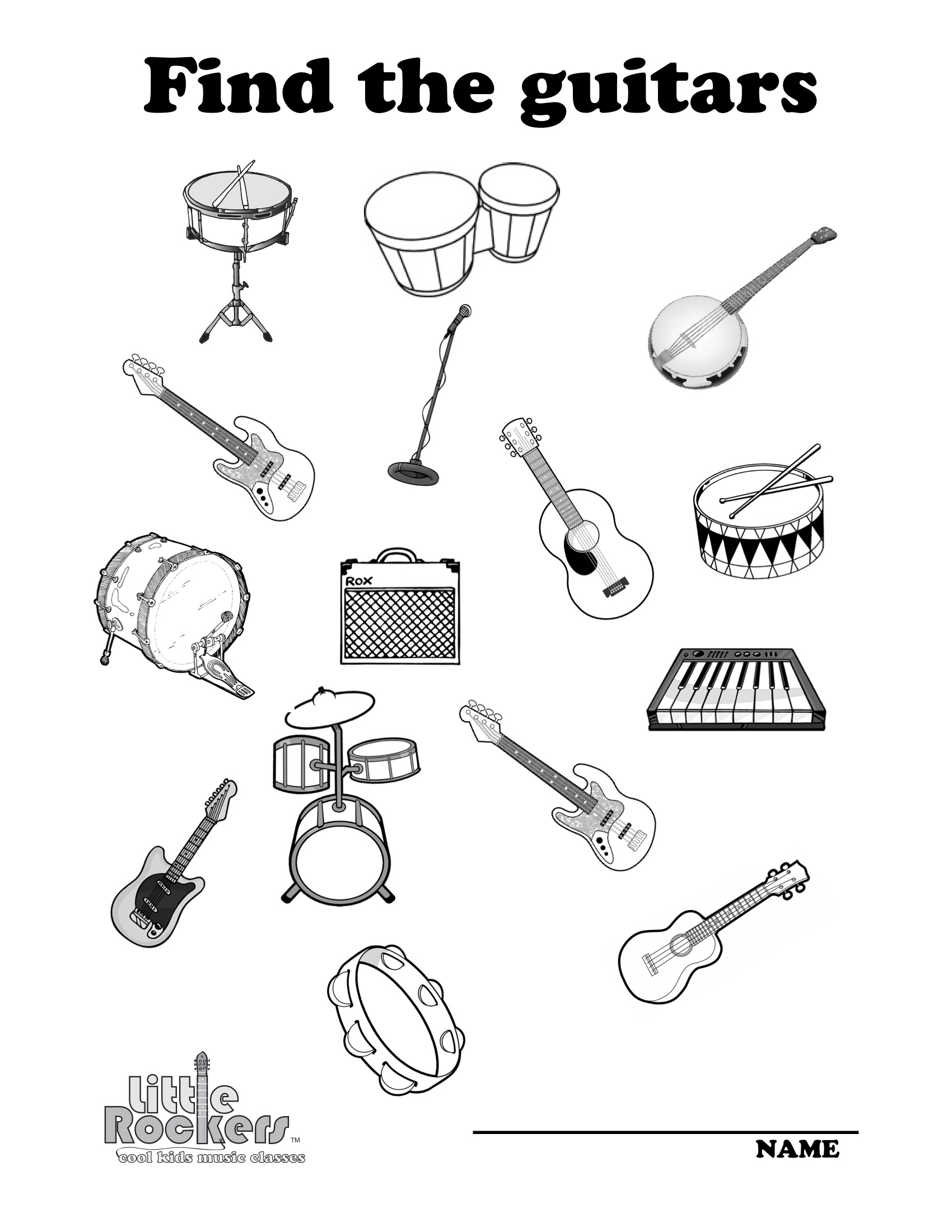 Find the Guitars Handout - Little Rockers